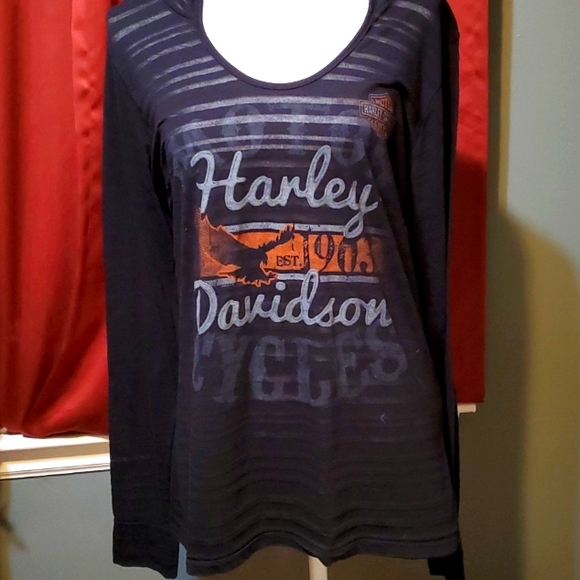 Harley-Davidson | Tops | Harley Davidson Long Sleeve Hooded Top Size ...